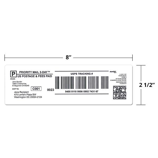 2 1/2" x 8" Shipping Labels – Endicia Supplies Store