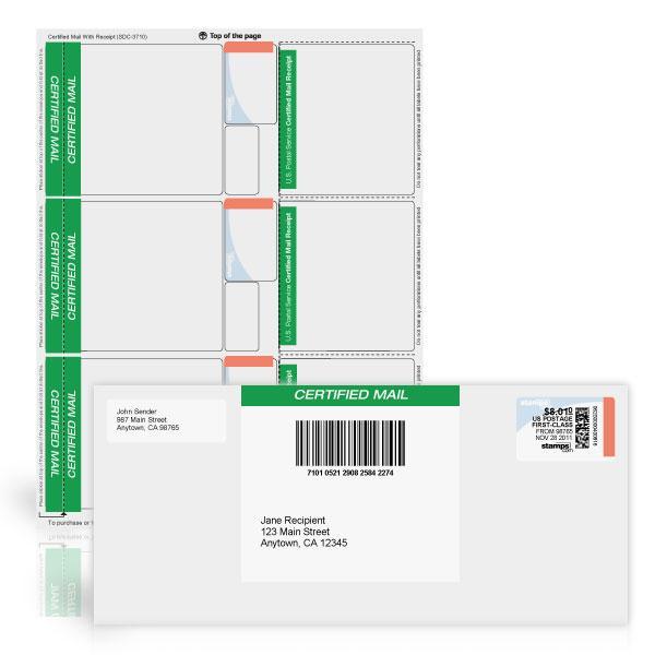 Certified Mail Labels with Postage Receipt (SDC-3710) – Endicia ...