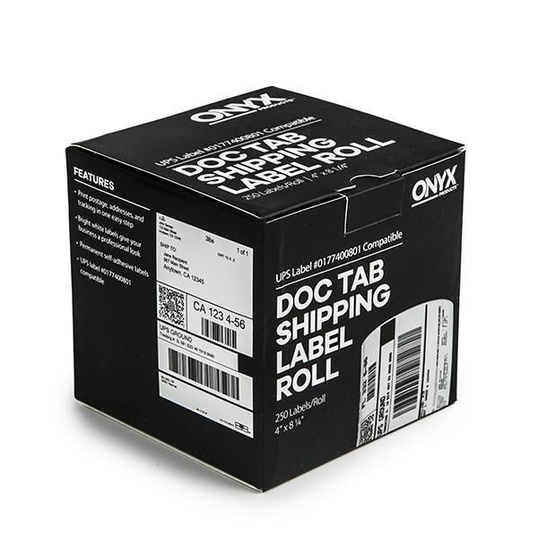 ONYX Products 4" x 8 1/4" UPS DocTab Shipping Label Rolls, 250 Labels ...